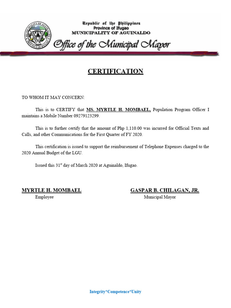 Certification For Mobile Load | PDF