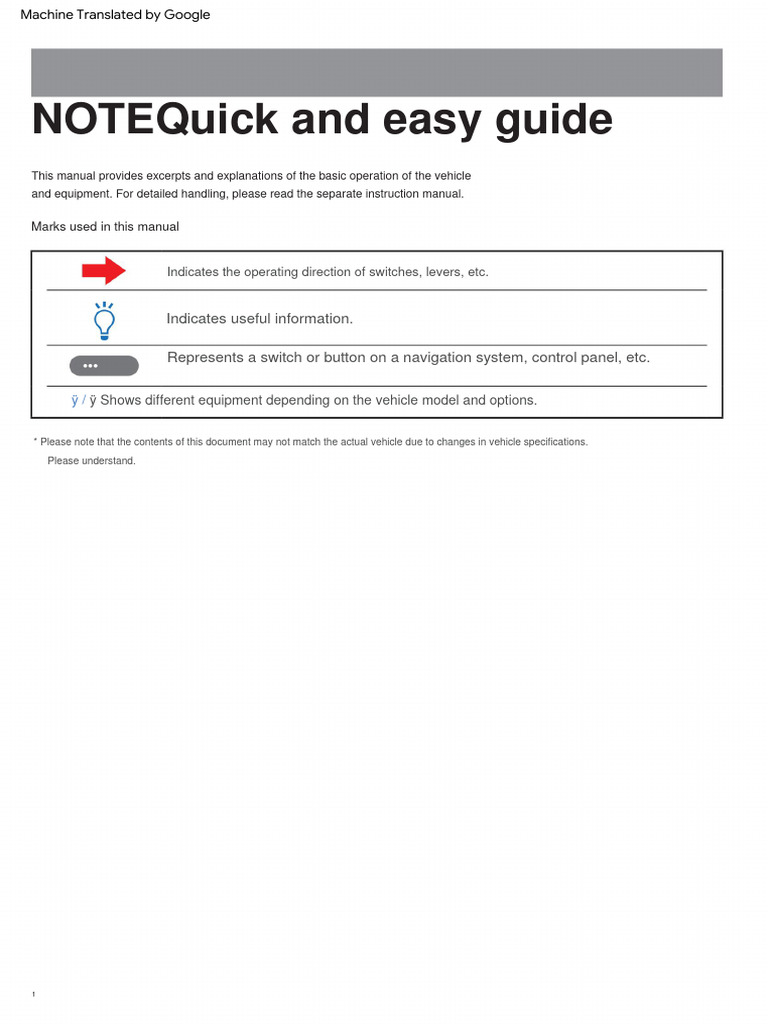 Nissan Note E-Power 2022 Quick Guide EN | PDF | Headlamp | Telephone