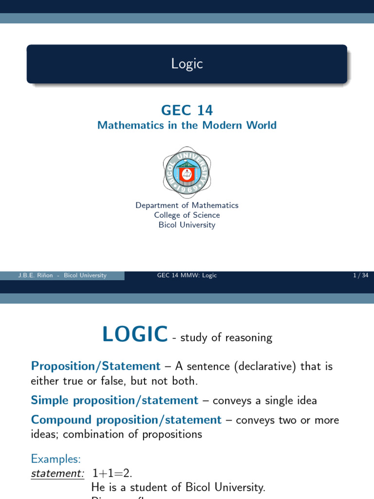 MMW - Logic | PDF | Proposition | Logic