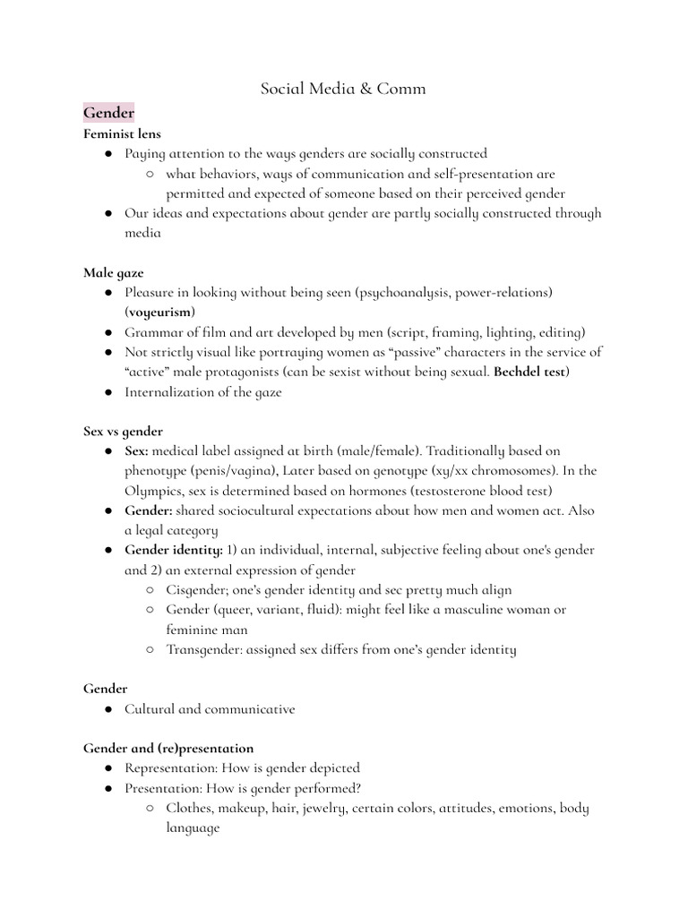 Gender notes | PDF | Gender | Gender Studies