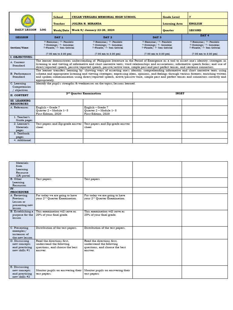 Grade 7 Lesson Plan | PDF | Human Communication | Communication
