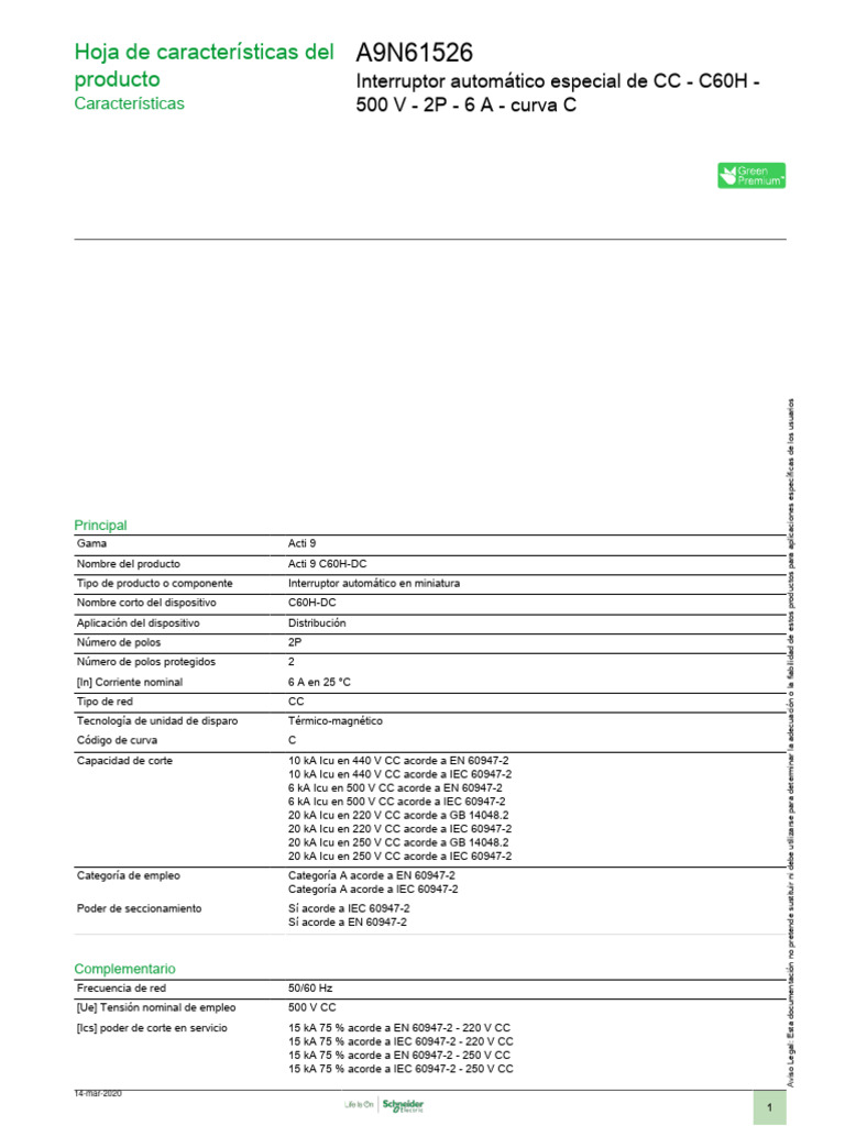 C60H-DC A9n61526 | PDF | Ingenieria Eléctrica | Electricidad