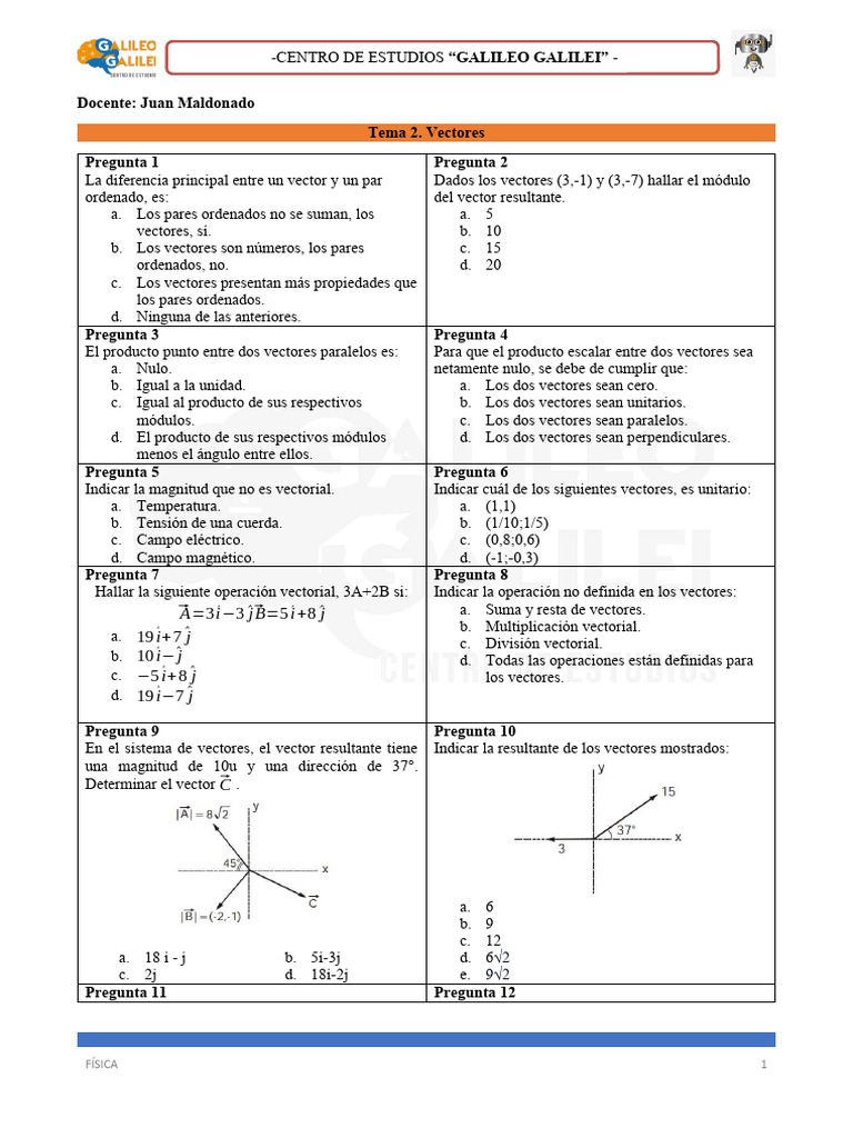 Tema 2 Vectores - Física | PDF | Vector Euclidiano | Álgebra abstracta Tema 2 Vectores - Física | PDF | Vector Euclidiano | Álgebra abstracta