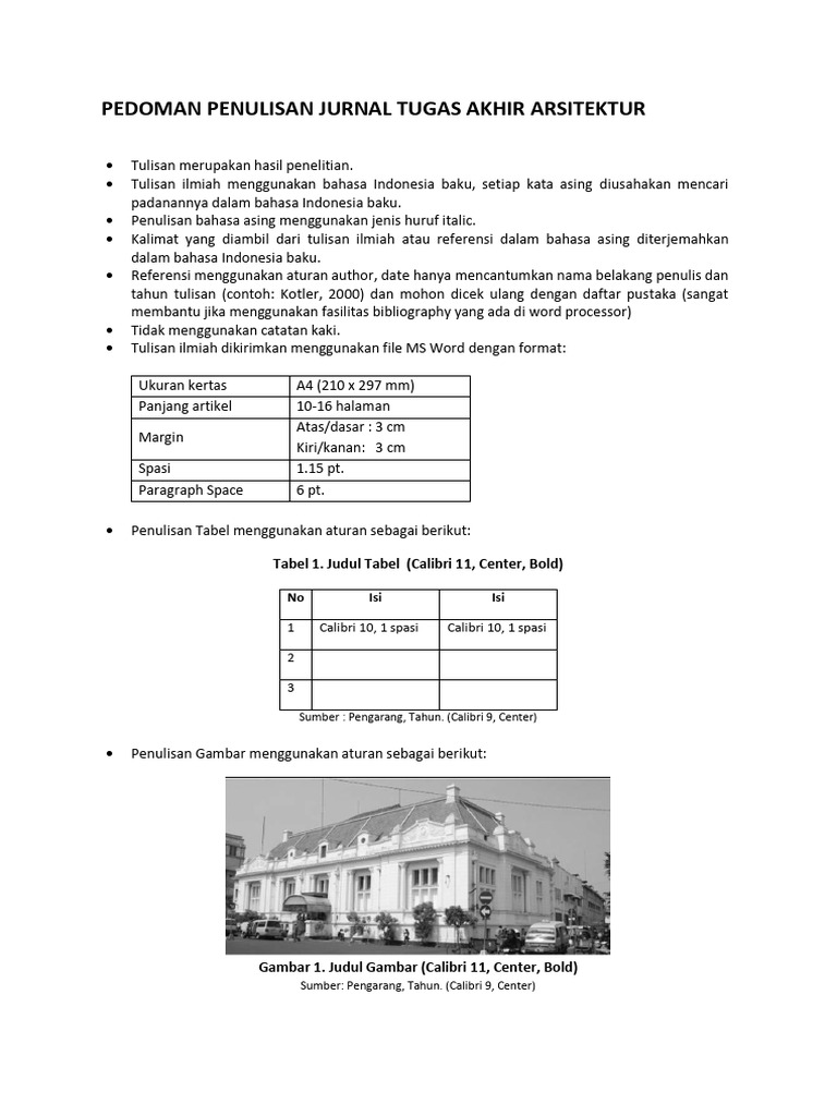 Pedoman Penulisan Jurnal Arsitektur | PDF