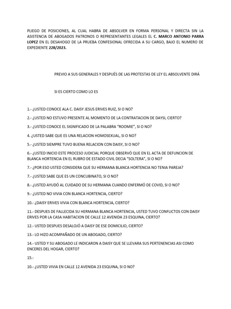 Prueba Confesional | PDF