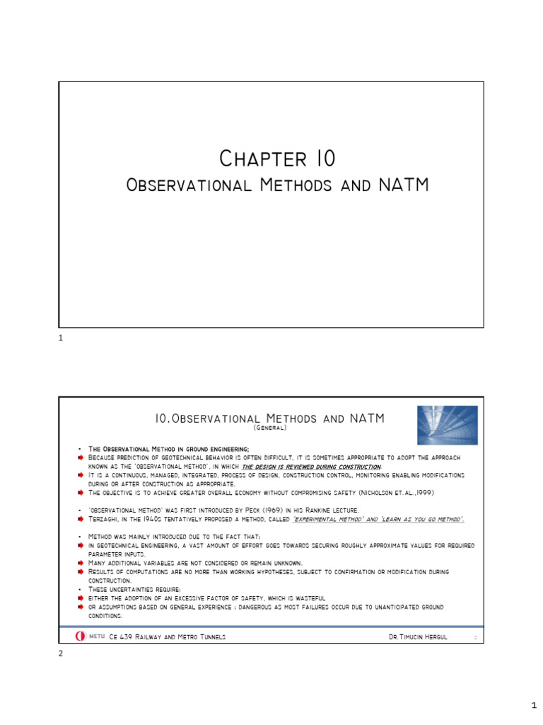 CE439 Chapter 10 Observational Methods and NATM | PDF