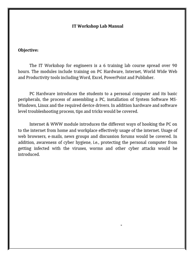 IT Workshop Lab Manual | PDF | Microsoft Excel | Windows 10