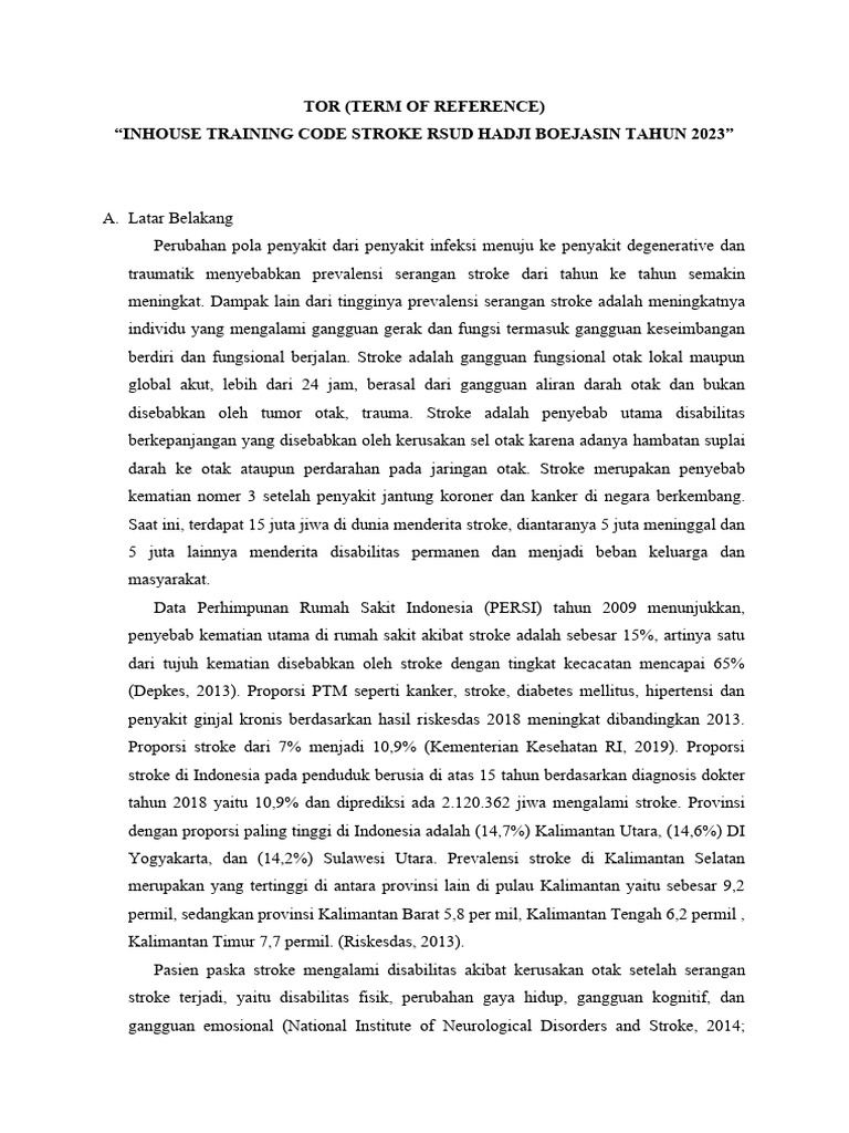 KAK Pelatihan Code Stroke | PDF