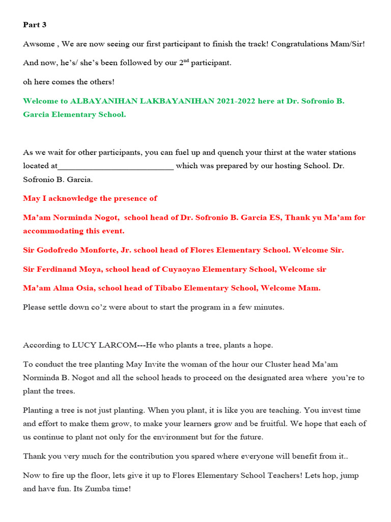 Fun Run Script | PDF