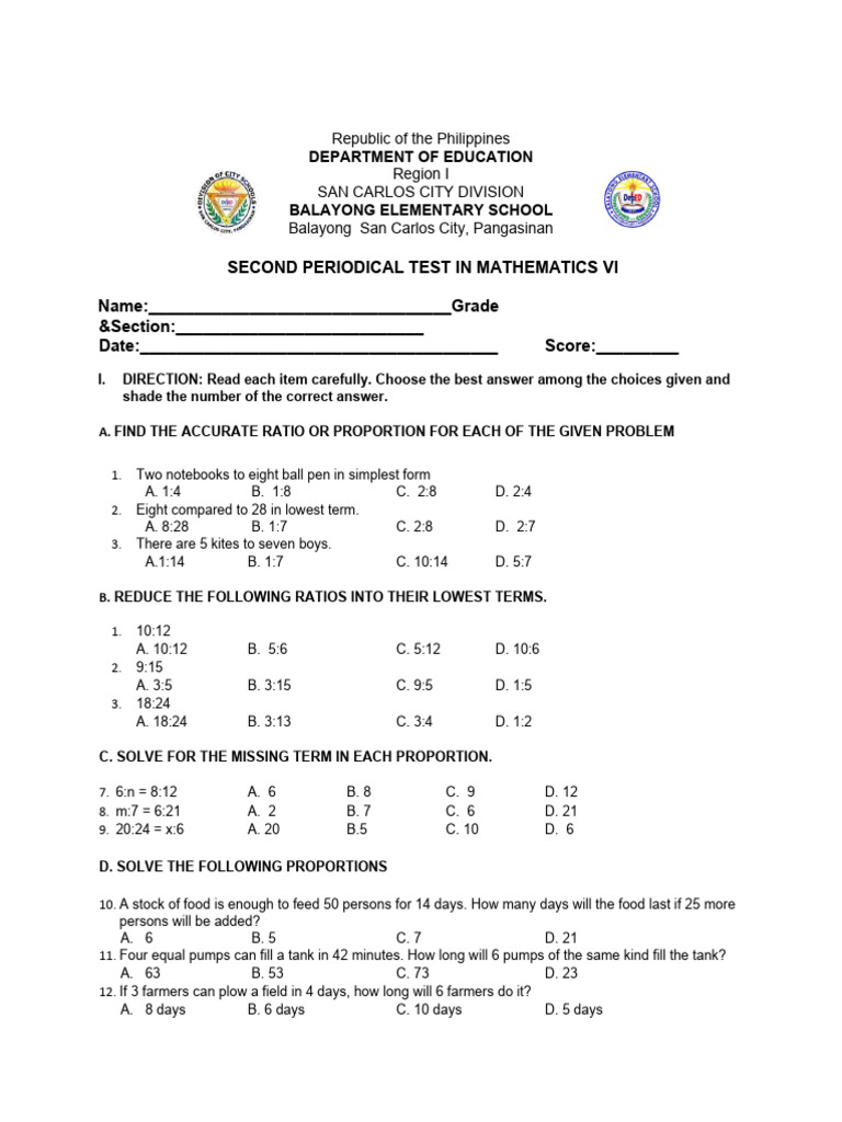 Math 6 q2 Periodical Exam | PDF | Percentage | Prices
