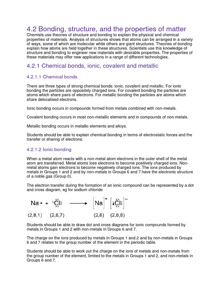 Chemical Bonding and Structure Guide | PDF | Chemical Bond | Chemical ...