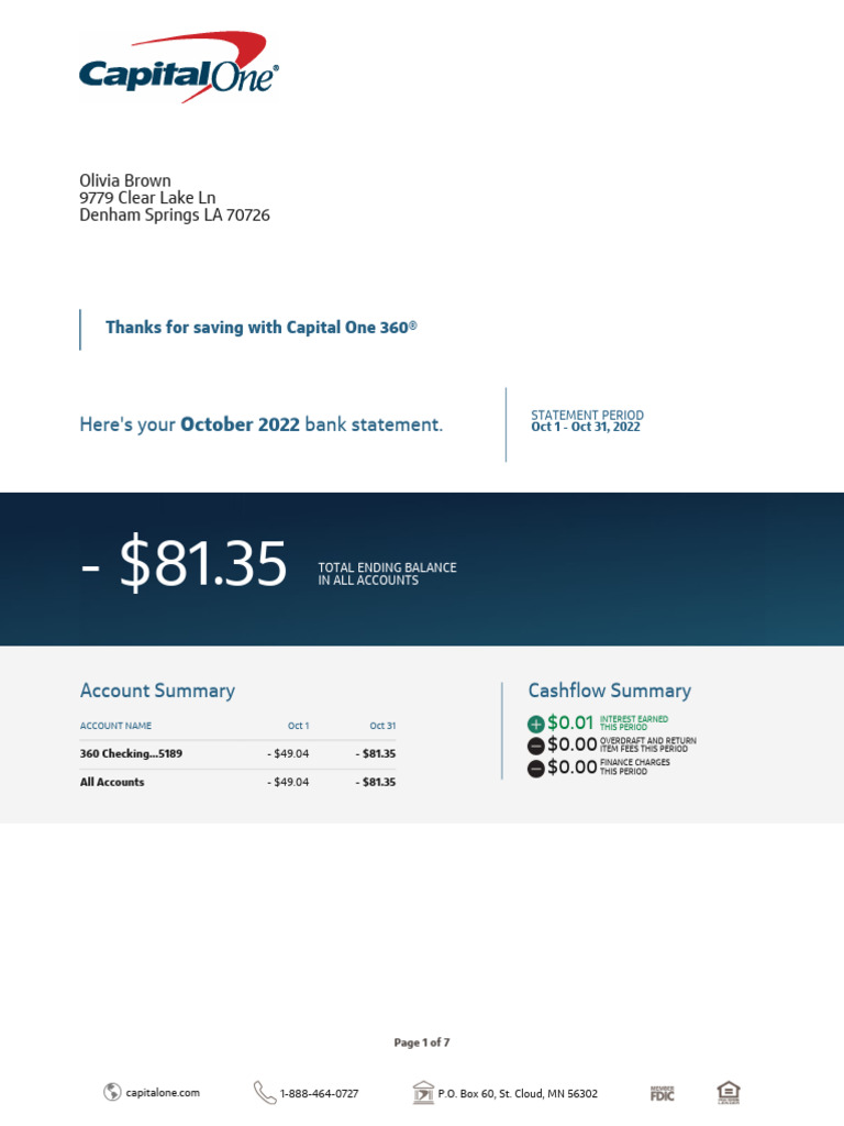 October 2022 Bank Statement | PDF | Debit Card | Credit Card