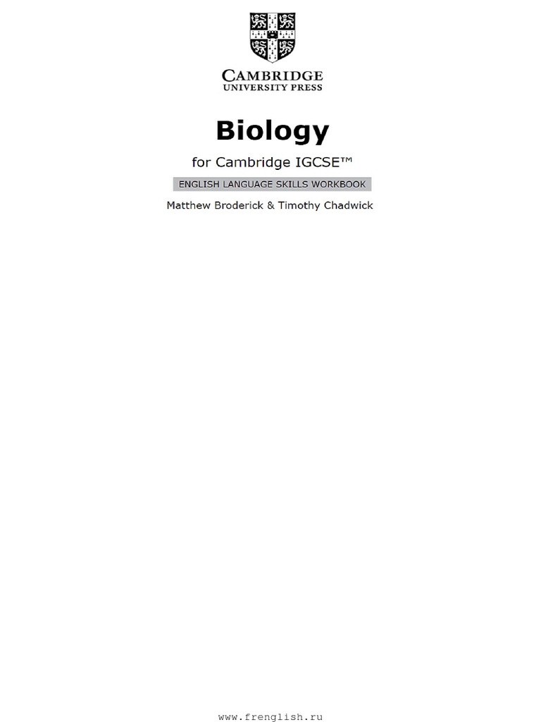 CIE IGCSE Biology 4th Edition - English Language Skills Workbook | PDF
