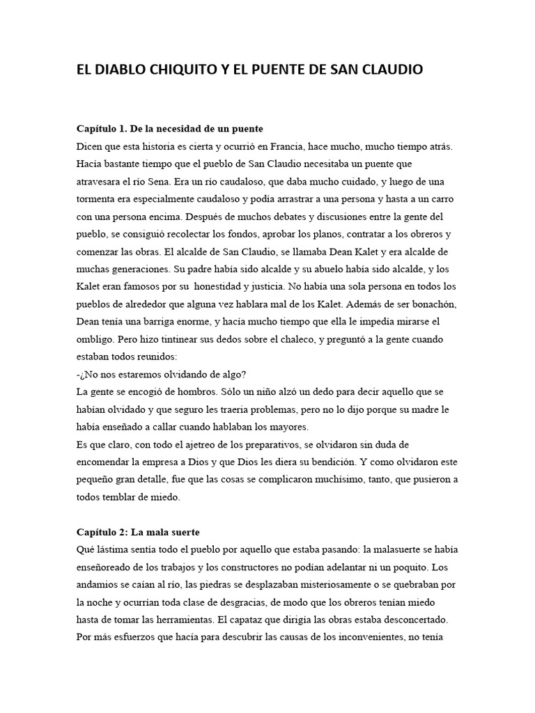 EL PUENTE DE SAN CLAUDIO, Cuento Anónimo Francés Versión de Patricia ...