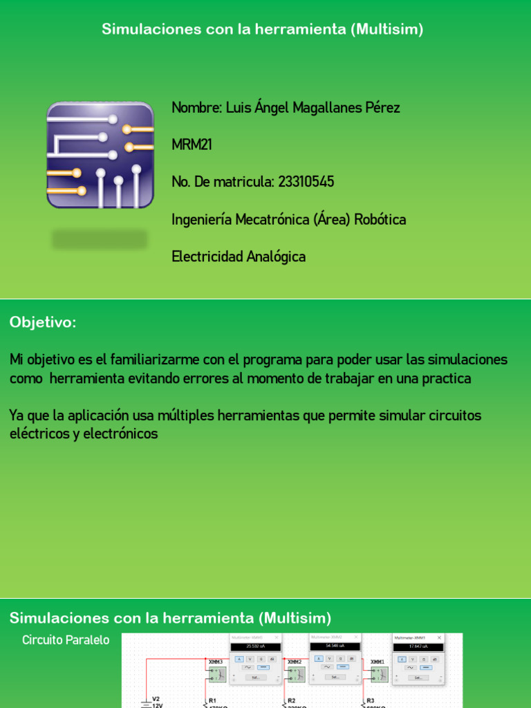 Simulación de Circuitos con Multisim | PDF | Resistencia Eléctrica y Conductancia | Corriente ...