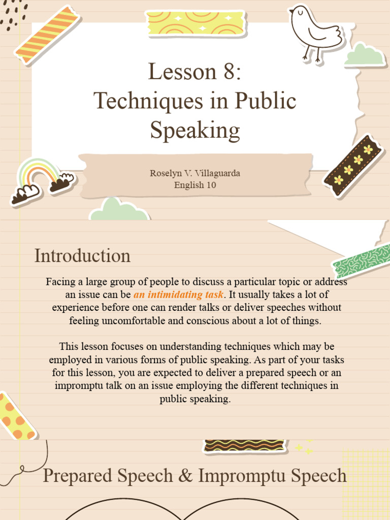 ENG 10 Q2 Lesson 8 Techniques in Public Speaking | PDF | Public ...