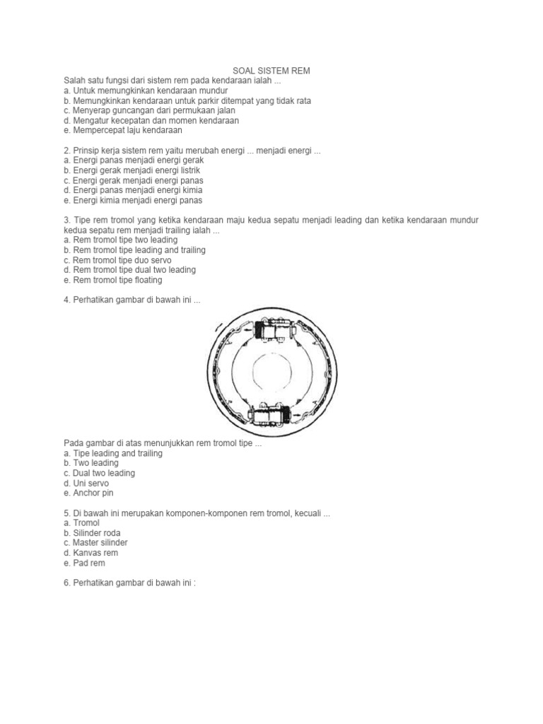Soal Sistem Rem | PDF
