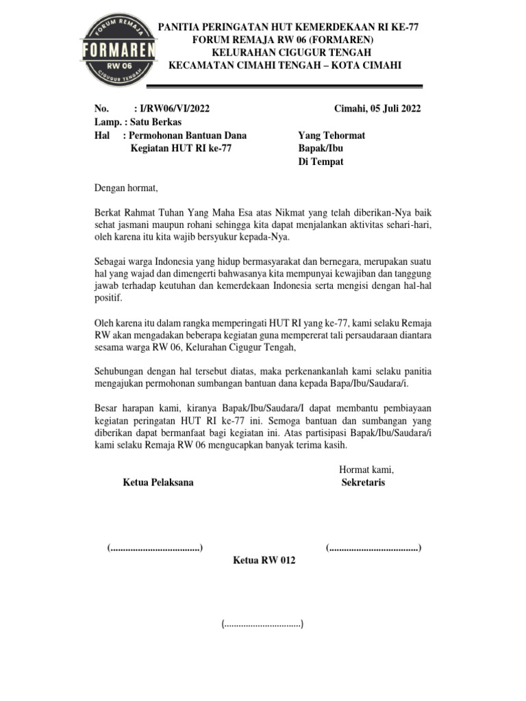 Proposal Kegiatan HUT RI ke-77 Cimahi | PDF