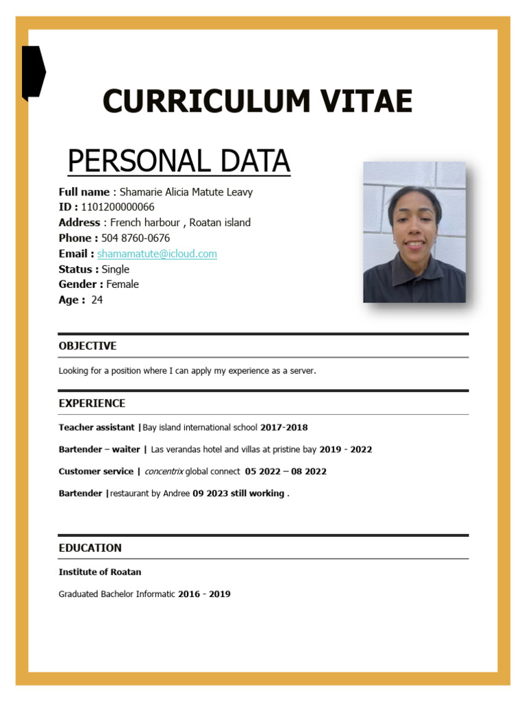 CV of Shamarie Matute Leavy | PDF