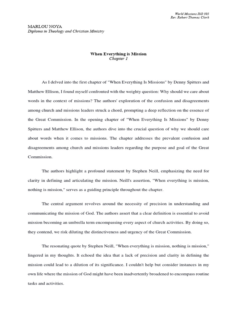 Understanding Mission: Chapter 1 Insights | PDF