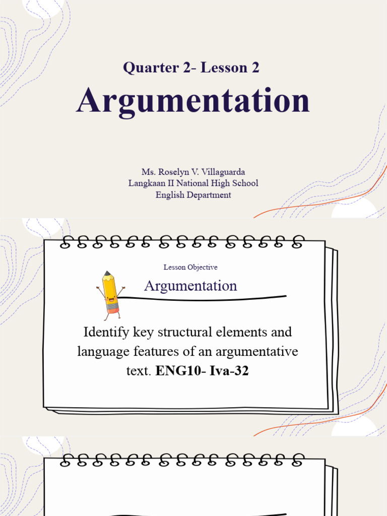 ENG 10 Q2 Lesson 2 Argumentation | PDF