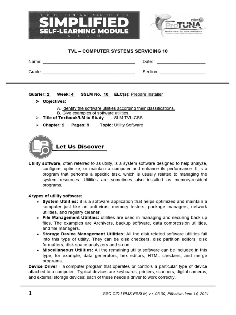 Sptve - CSS10 SSLM Q2 Week 10 | PDF | Device Driver | Computer File