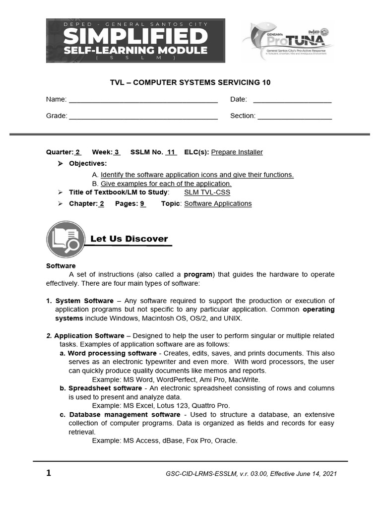 Sptve - CSS10 SSLM Q2 Week 11 | PDF | Software | Application Software