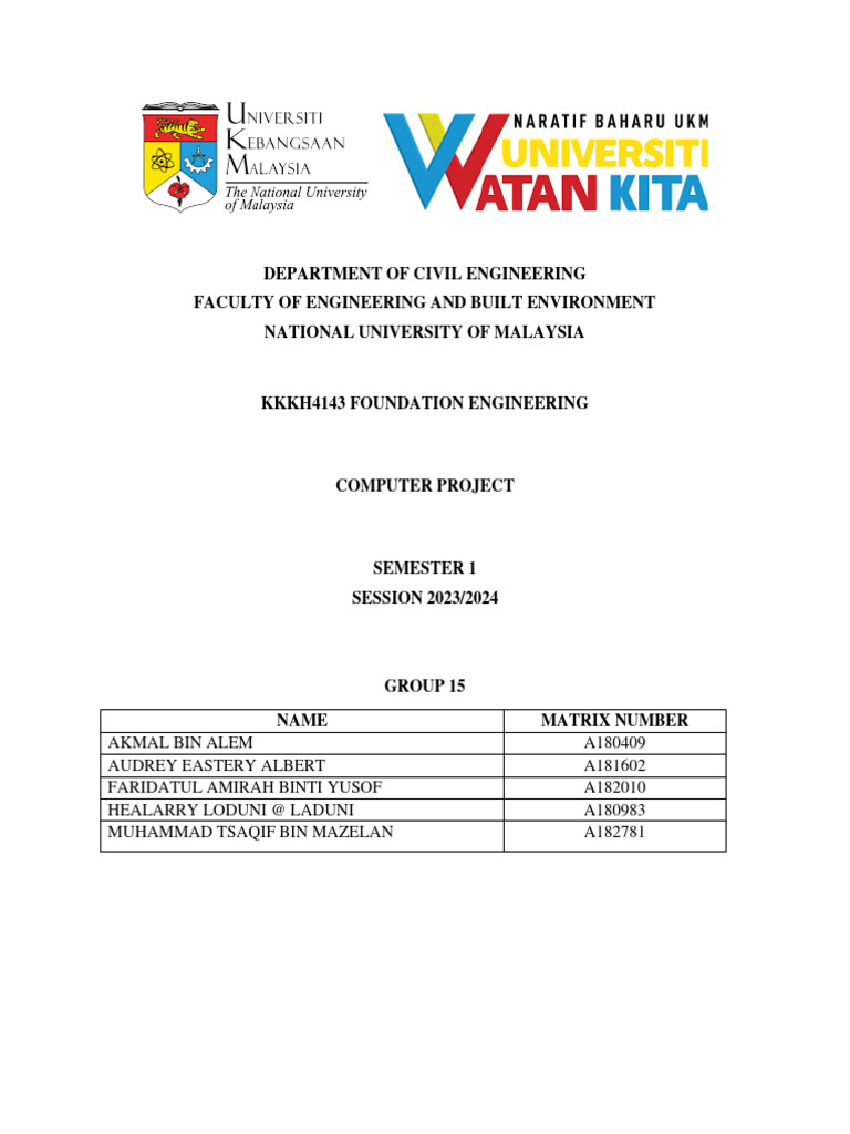 g15 - Foundation Engineering Project | PDF | Geotechnical Engineering | Engineering