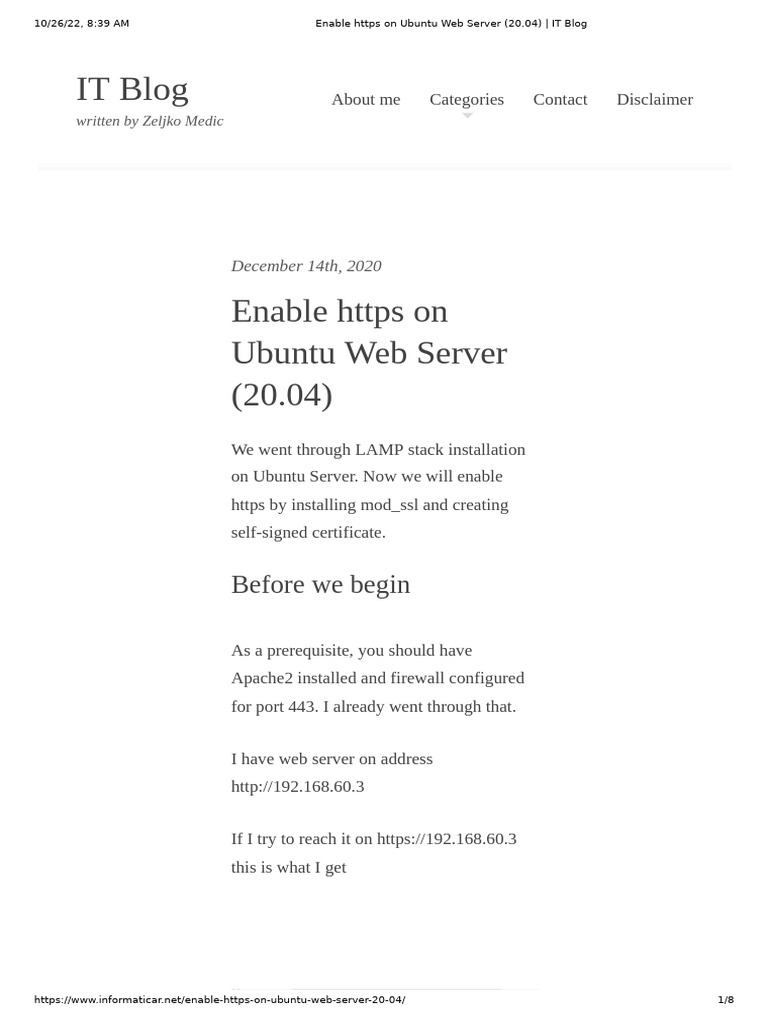 Enable Https On Ubuntu Web Server (20.04) | PDF | World Wide Web | Internet & Web