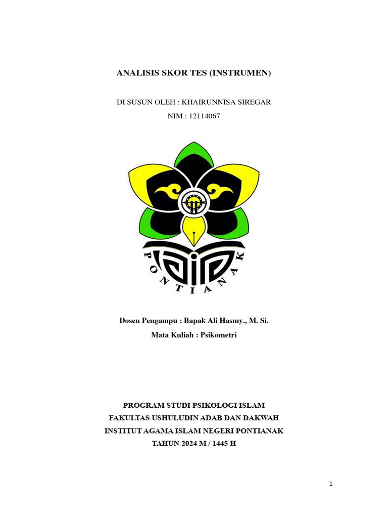 Analisis Skor Tes Psikometri | PDF