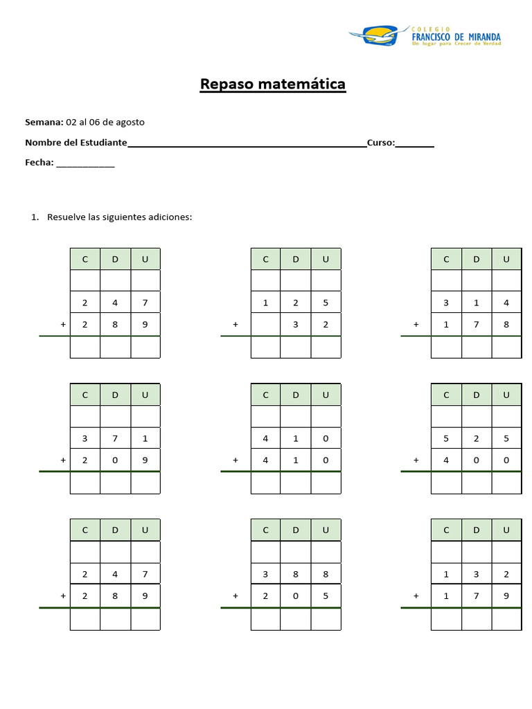 Repaso Adición y Sustracción 3ro | PDF | Matemáticas | Aritmética