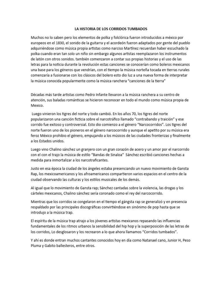 La Historia de Los Corridos Tumbados | PDF | Corrido | México