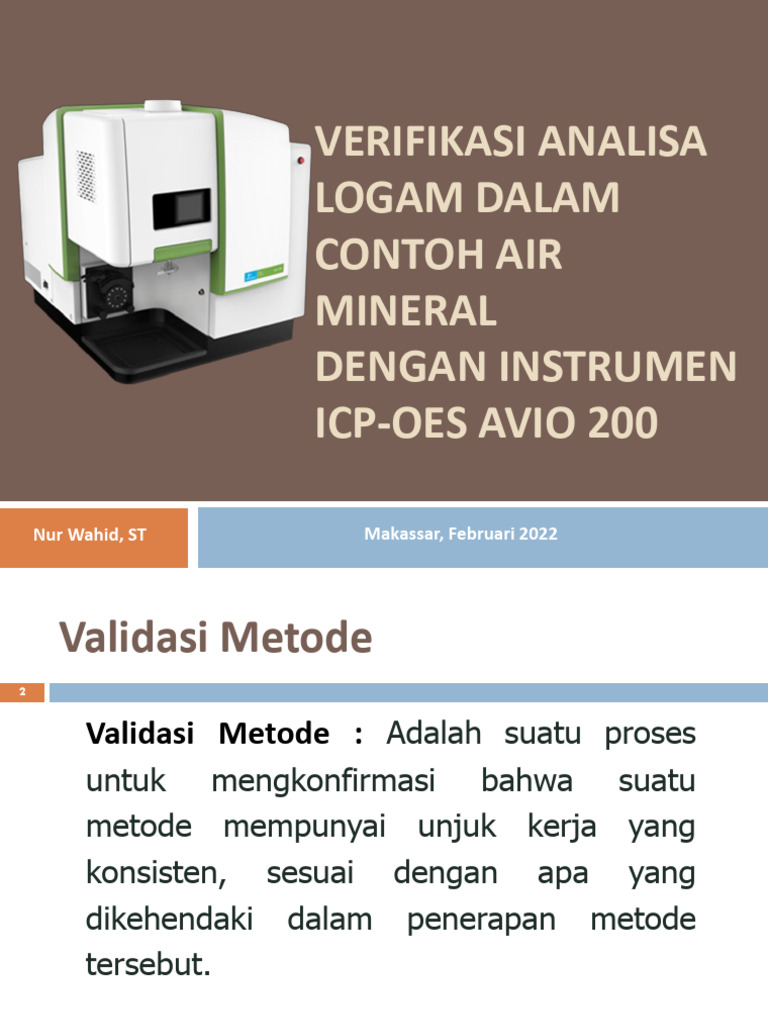 Verifikasi Analisa Logam Dalam Contoh Air Mineral Dengan Instrumen Icp ...