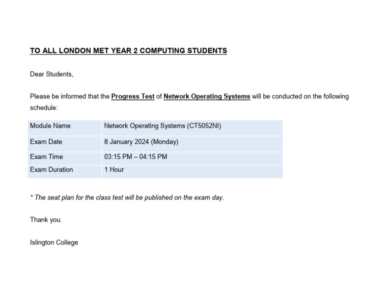 CSE 5052 Exam Schedule Notification | PDF