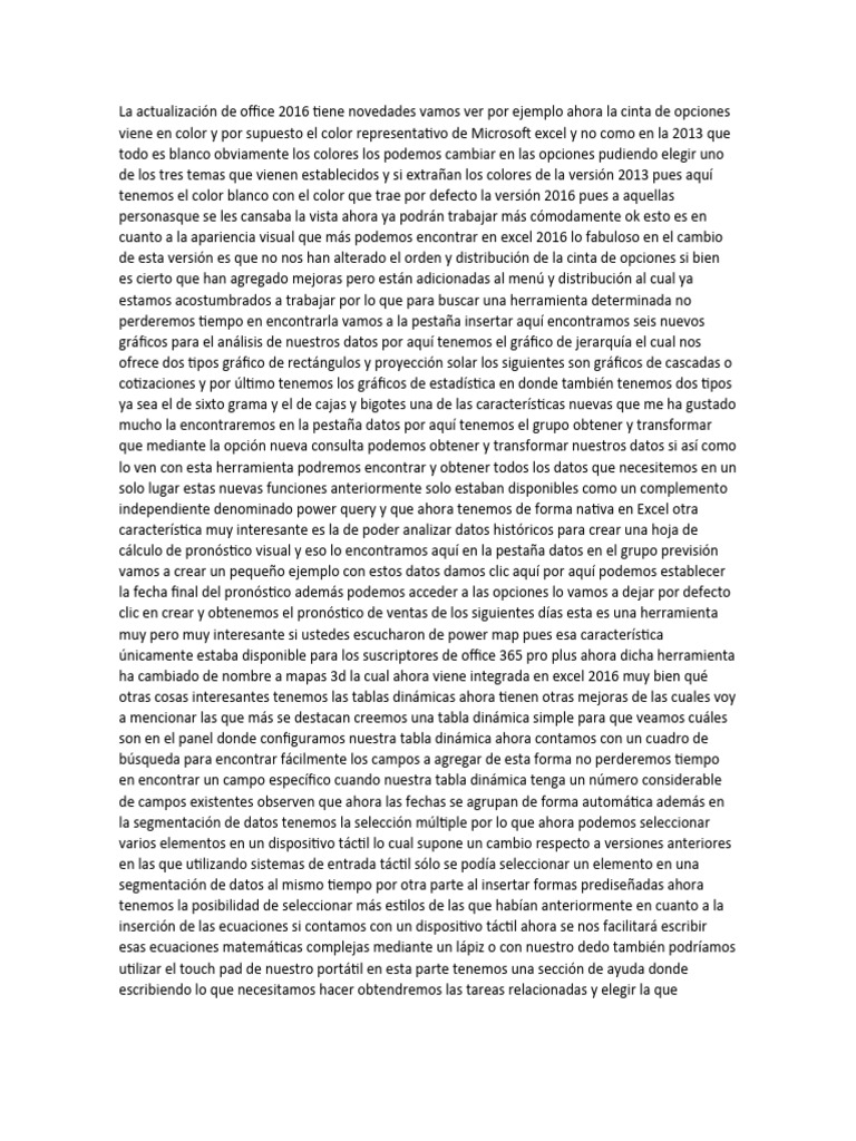Novedades de Excel 2016: Gráficos y Funciones | PDF | Microsoft Excel ...