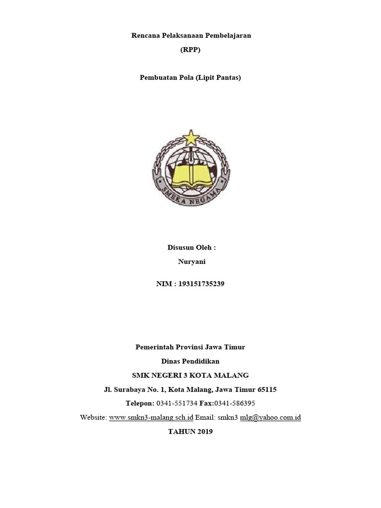 RPP Pembuatan Pola Lipit Pantas SMK | PDF
