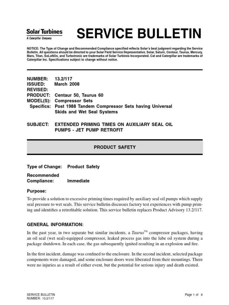 13-2-117 Service Bulletin | PDF | Pump | Energy Technology