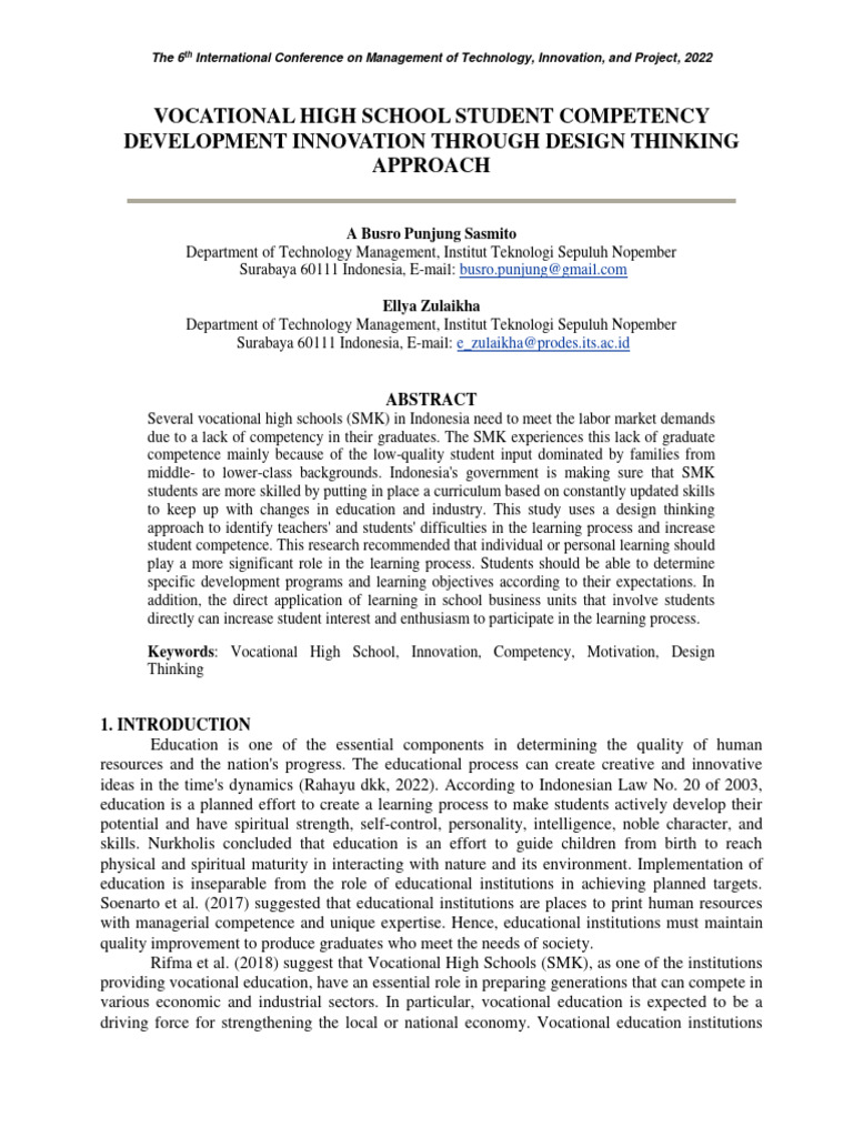 Vocational High School Student Competency Development Innovation ... Vocational High School Student Competency Development Innovation ...
