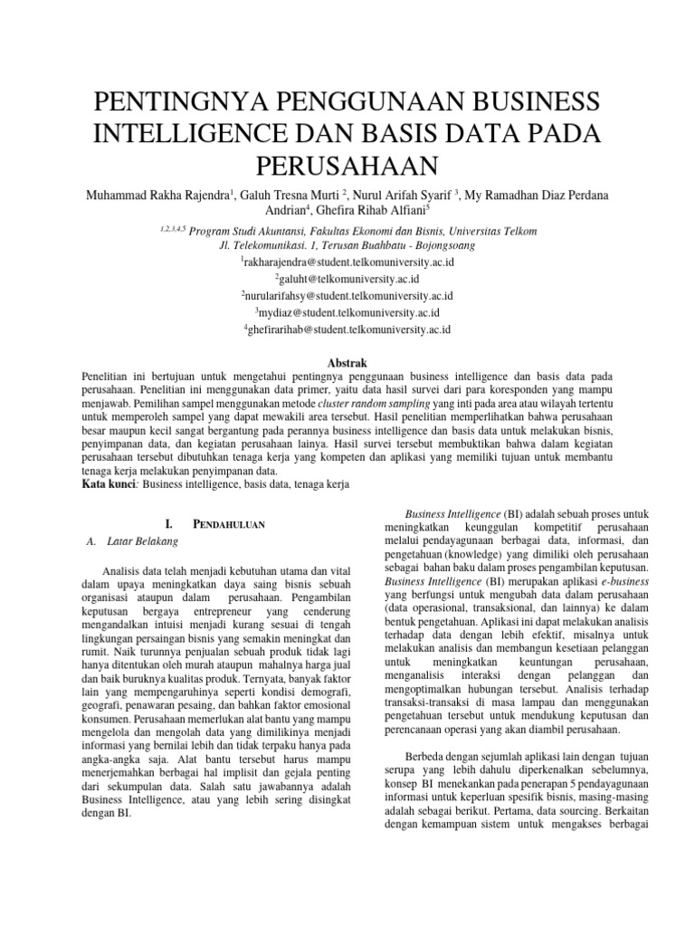 Pentingnya Penggunaan Business Intelligence Dan Basis Data Pada ...