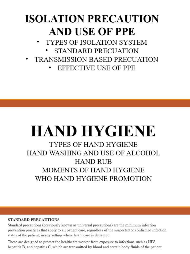 Isolation and Hand Hygienepresentation1 | PDF | Hand Washing | Personal ...