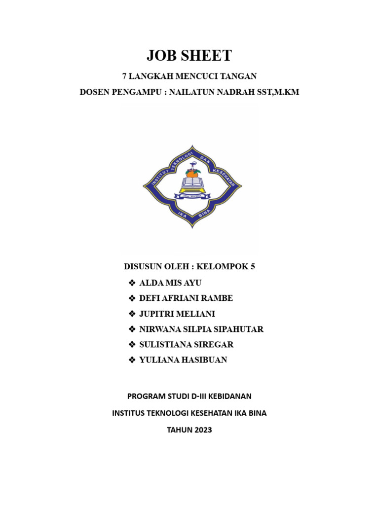 Jobsheet 7 Langkah Mencuci Tanga1 Kelompok 1 | PDF