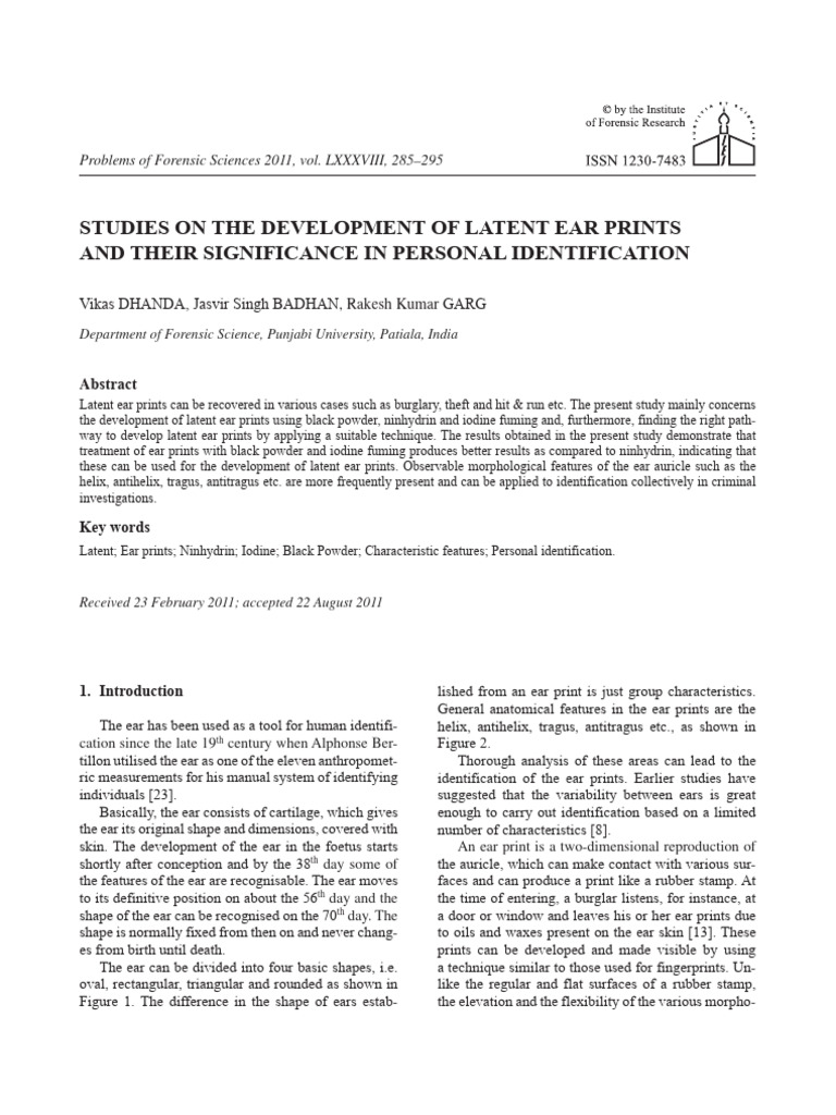 Earprint | PDF | Fingerprint | Forensic Science