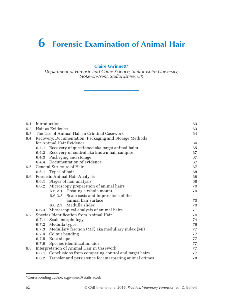 Forensic Examination of Animal Hair | PDF | Hair | Microscope
