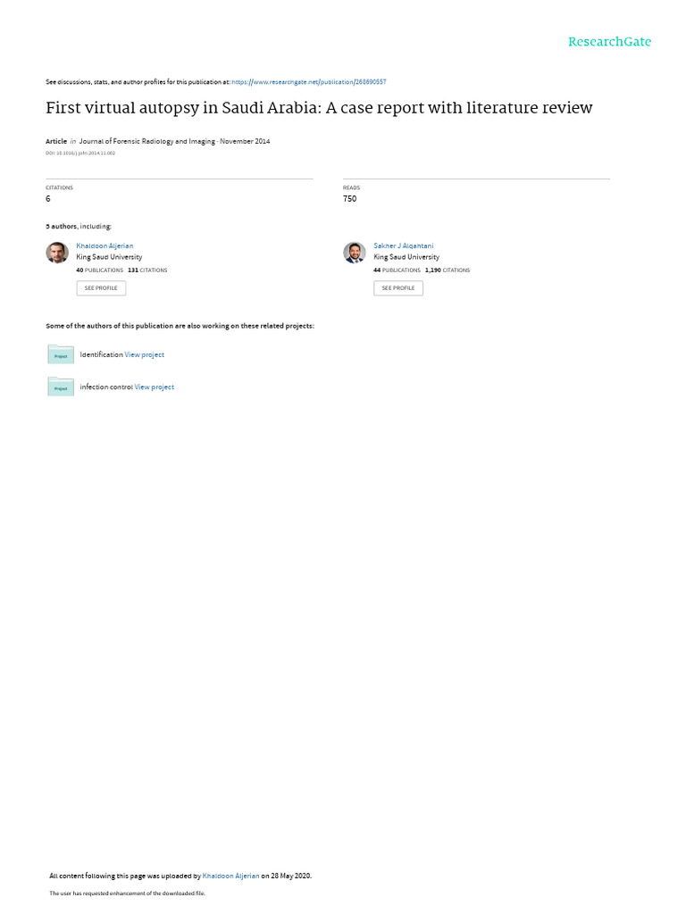 First Virtual Autopsy in Saudi Arabia | PDF | Autopsy | Kidney