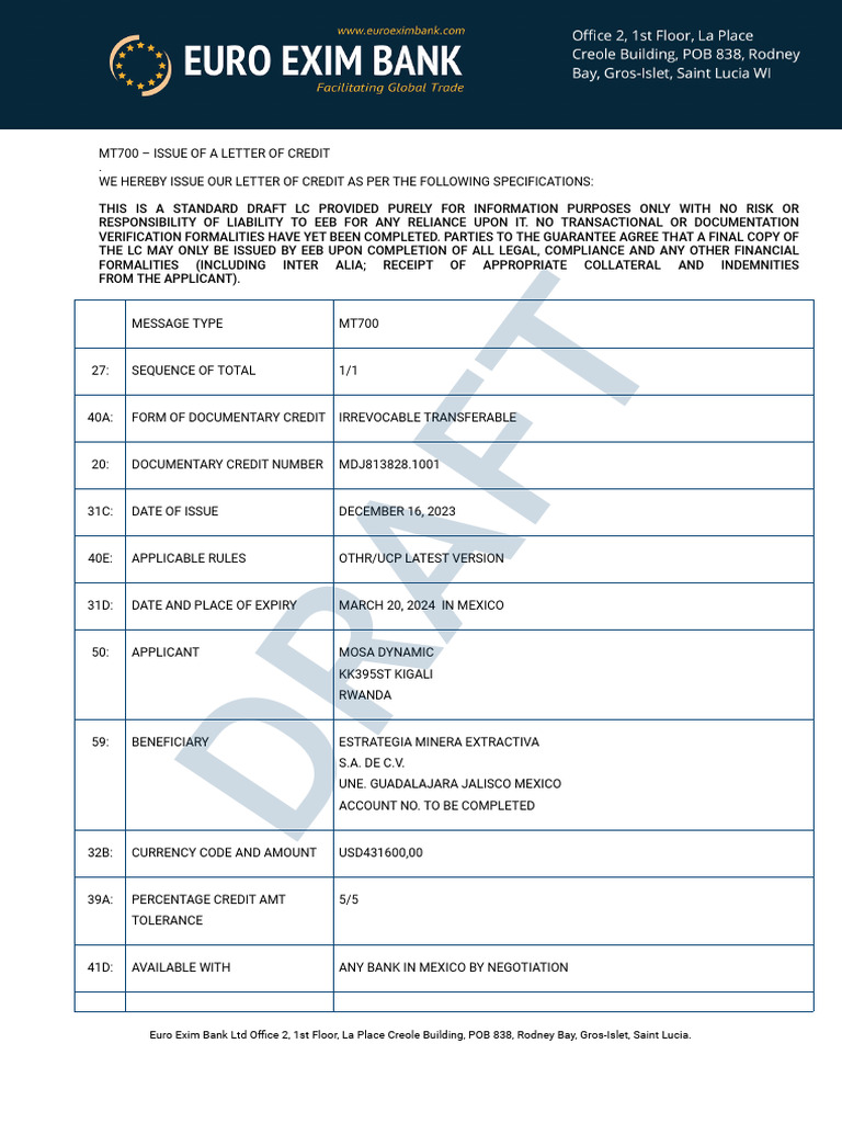 Draft | PDF | Letter Of Credit | Business
