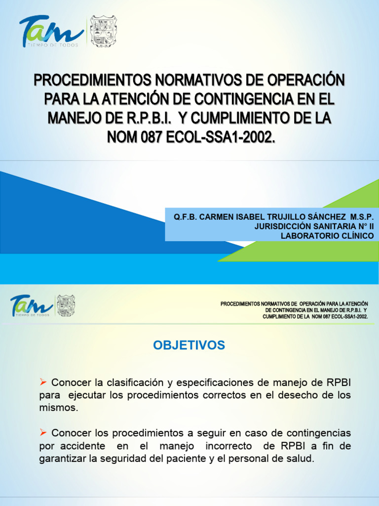 Nom 087 Ecol Ssa1 2002, Programa de Contingencia, Lavado de Manos ...