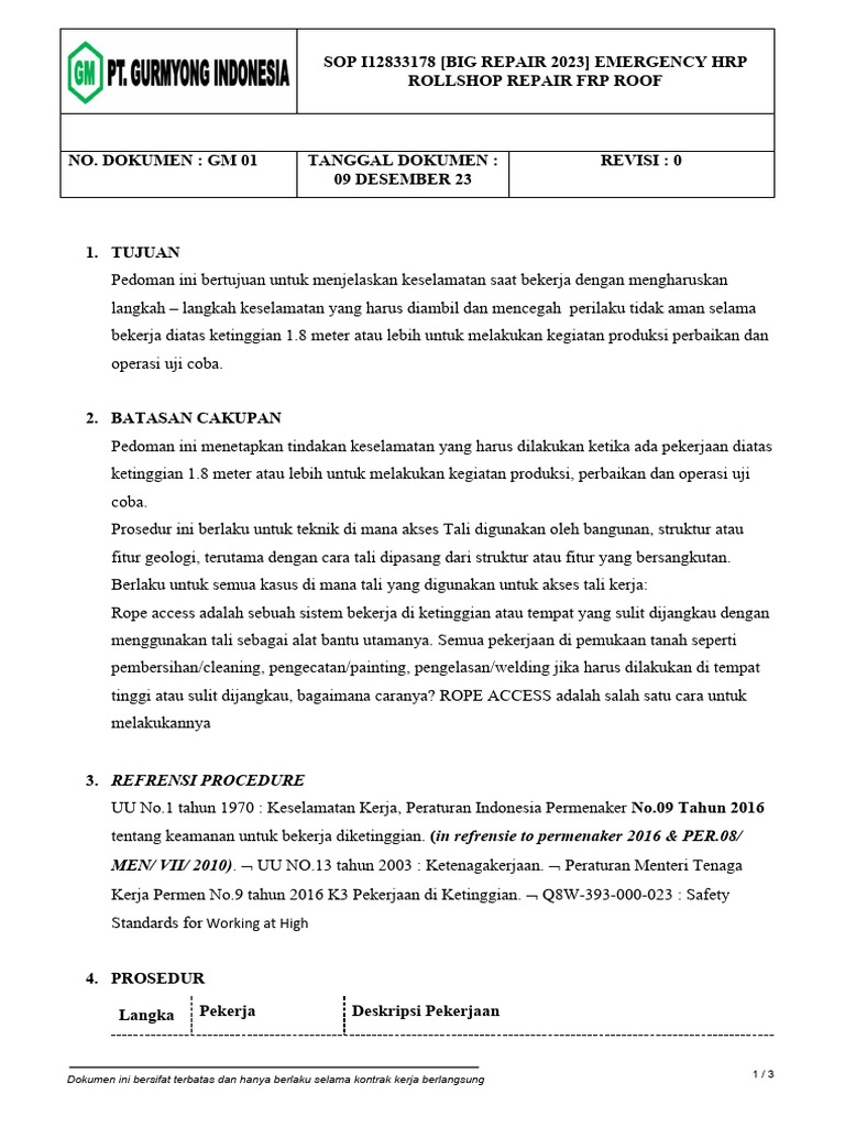 Sop Ketinggian | PDF