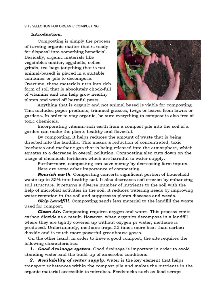 Organic Composting Site Selection Guide | PDF | Compost | Soil