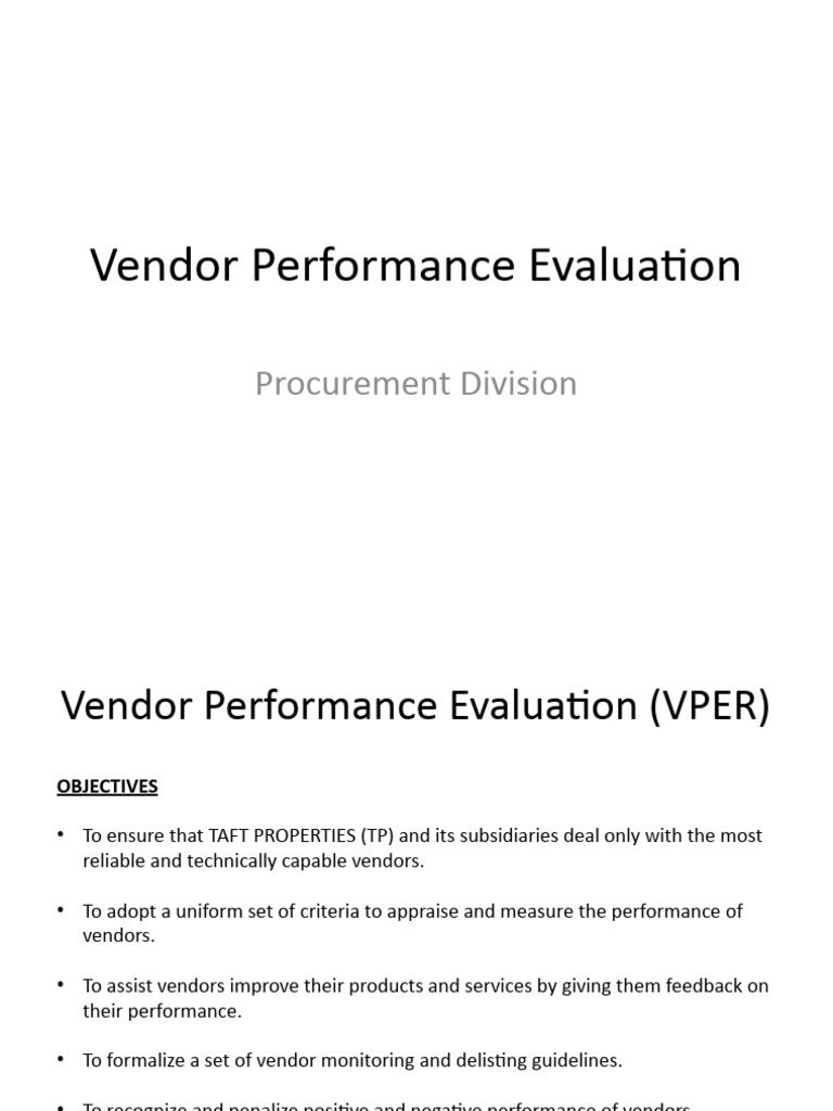 VPER Presentation | PDF | Performance Appraisal | Procurement