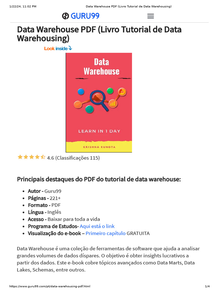 Data Warehouse PDF (Livro Tutorial de Data Warehousing) | PDF | Armazém de dados | Teoria dos ...